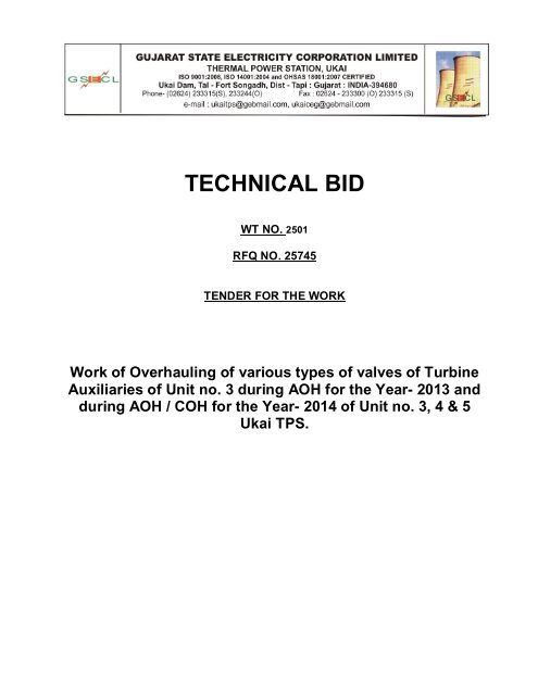 technical bid - Gujarat Electricity Board