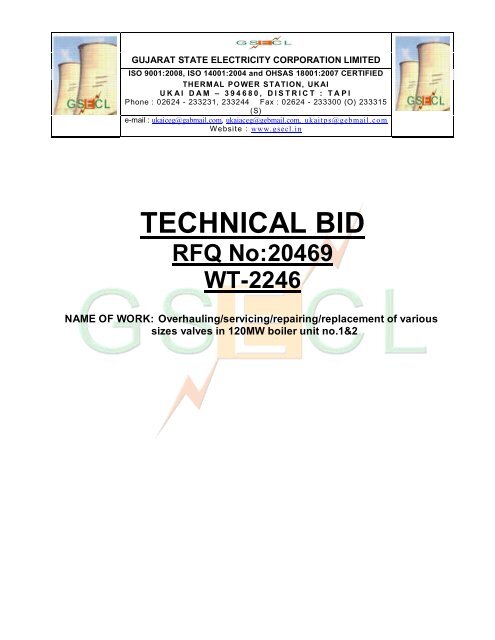 WT-2246 Tender documents - Gujarat Electricity Board