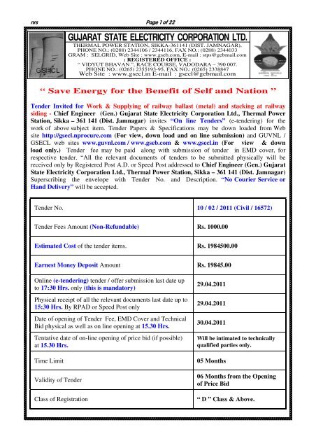 gujarat state electricity corporation ltd. - Gujarat Electricity Board