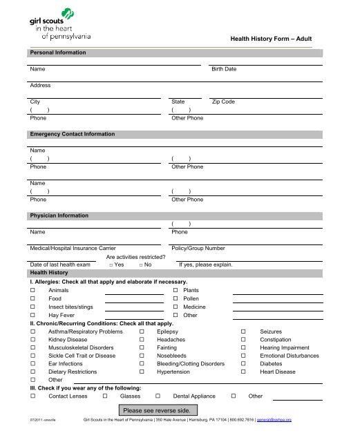 Bot Scouts Health Form Fillable - Printable Forms Free Online