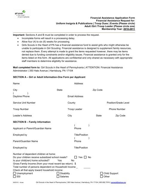 Financial Assistance Application Form Financial Assistance Request ...
