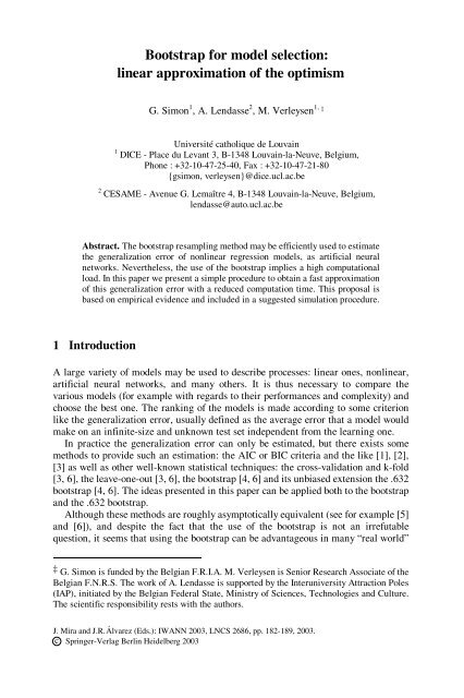 Bootstrap For Model Selection Linear Approximation Of Research 8775