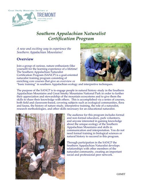 Southern Appalachian Naturalist Certification Program