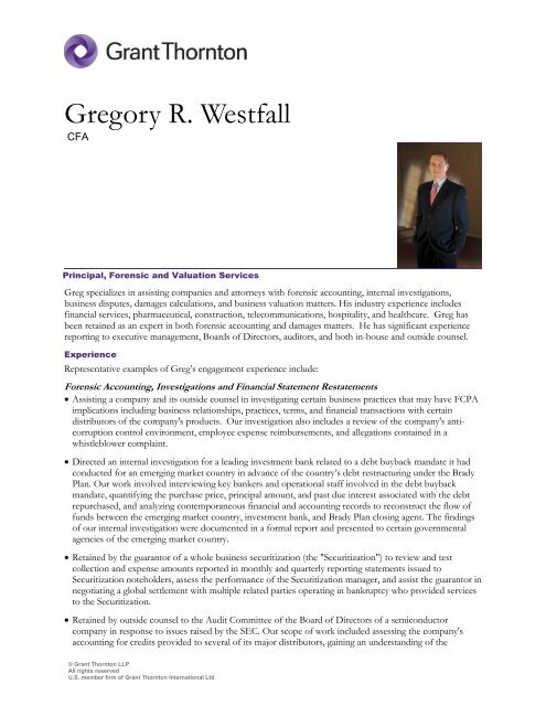 Gregory R. Westfall - Grant Thornton LLP