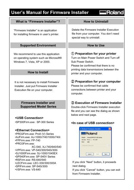 User's Manual for Firmware Installer