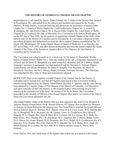 the history of georgiana thomas grand chapter - GTGC.org