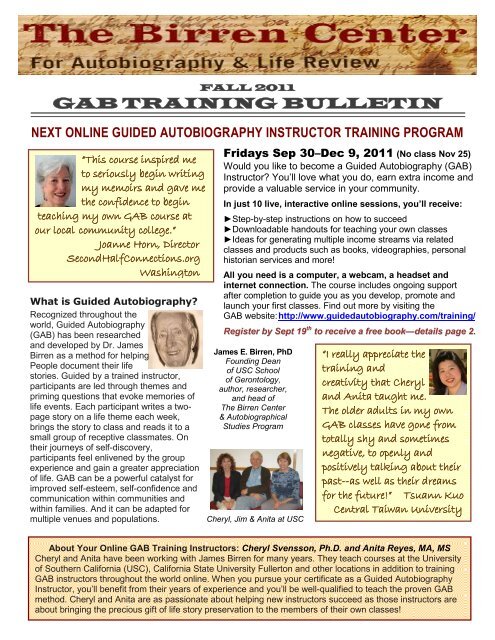 GAB TRAINING BULLETIN - Guided Autobiography