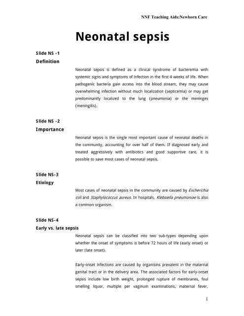 Neonatal sepsis - Newbornwhocc.org