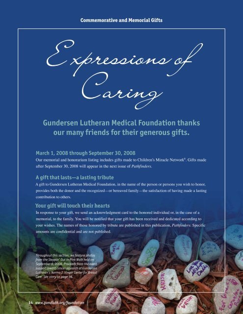 Gundersen Lutheran Medical Foundation thanks our many friends ...