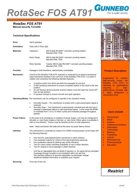 CCEC PDS RotaSec FOS AT91 En 1.2 - Gunnebo