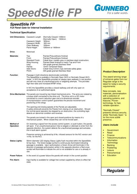 SpeedStile FP - Gunnebo