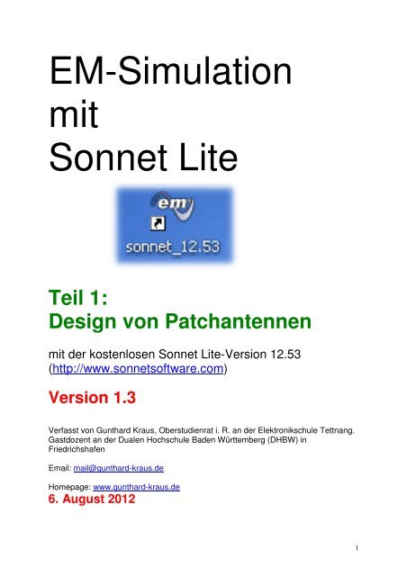 EM-Simulation mit Sonnet Lite 12.53 / Teil 1 - von Gunthard Kraus