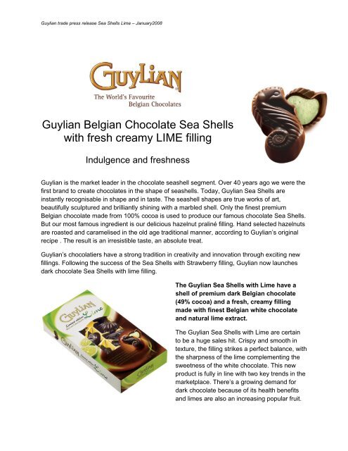 Guylian Belgian Chocolate Sea Shells with fresh creamy LIME filling