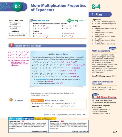 Multiplication Properties Of Exponents Answers
