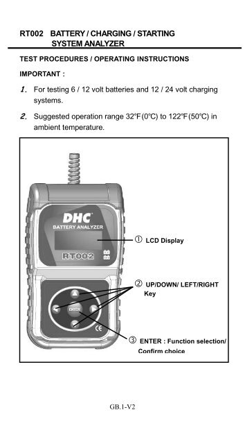 DHC BT001 BATTERY TESTER - GYS