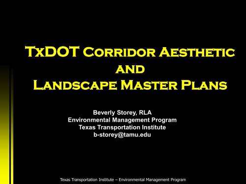 TxDOT Corridor - Aesthetic and Landscape Master Plan - Houston ...