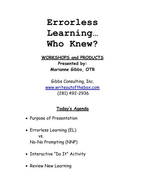 Errorless Learning… Who Knew? - haaeyc