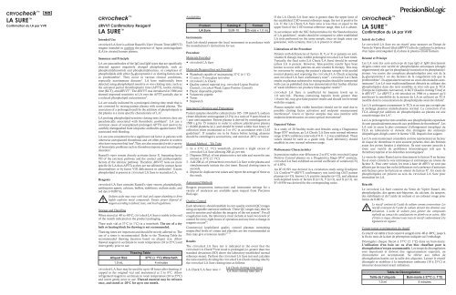 cryocheck™ LA SURE™ cryocheck™ LA SURE ... - Cryopep