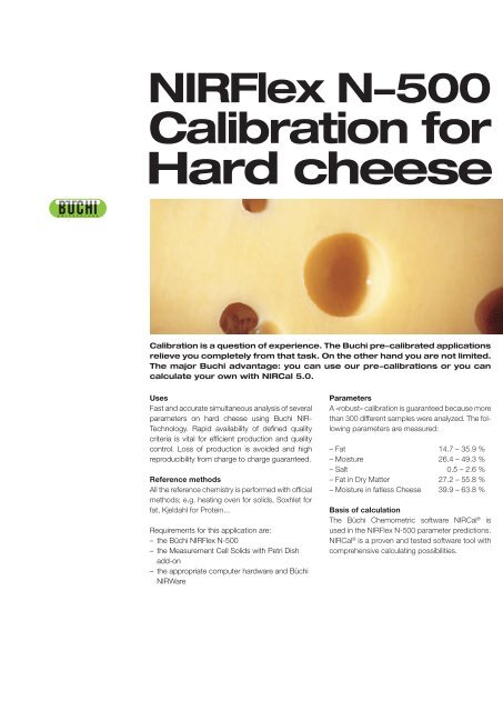 Nirflex N-500 Calibration for Hard cheese - Büchi Labortechnik ...