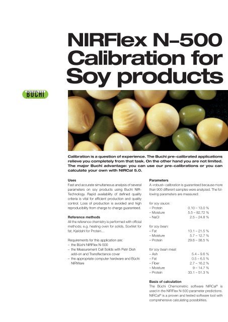 Nirflex N-500 Calibration for Soy products - Büchi Labortechnik ...