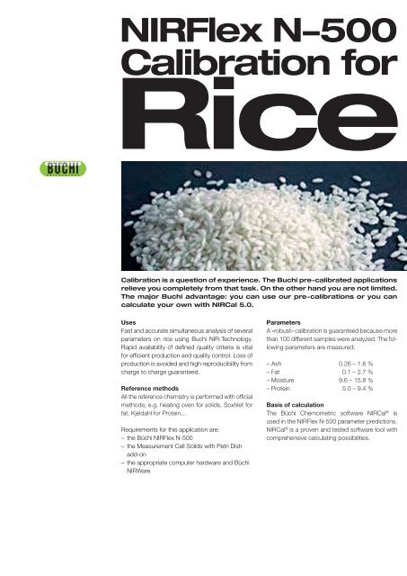 Nirflex N-500 Calibration for Rice - Büchi Labortechnik Gmbh
