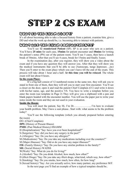 STEP 2 CS EXAM CS EXAM CS EXAM