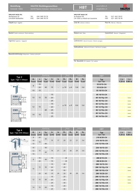 HBT HBT Typ 2 Typ 4 - Halfen
