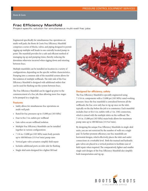 Frac Efficiency Manifold - Halliburton