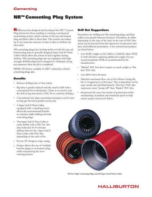 NR Cementing Plug System - Halliburton