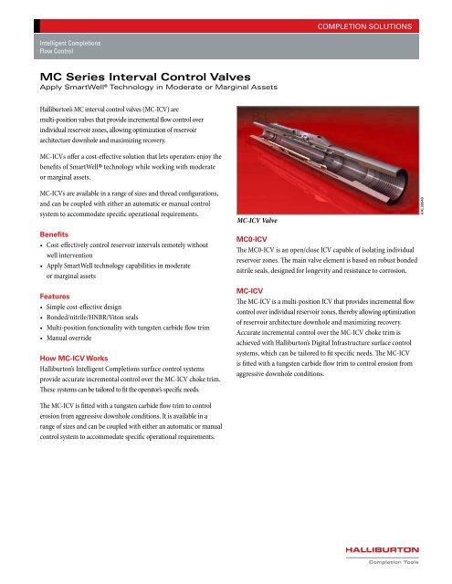 MC Series Interval Control Valves - Halliburton