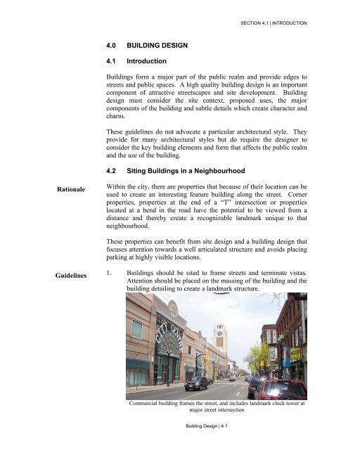 Rationale Guidelines 4.0 BUILDING DESIGN 4.1 ... - City of Hamilton