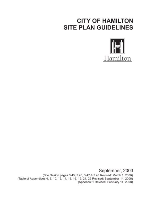 CITY OF HAMILTON SITE PLAN GUIDELINES