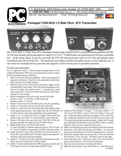 Packaged TXA5-RCb 1.5 Watt 70cm ATV Transmitter - PC Electronics