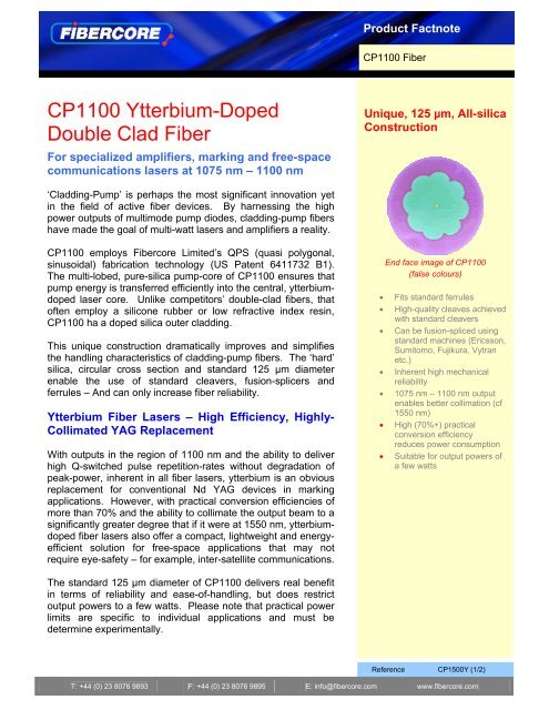 CP1100 Ytterbium-Doped Double Clad Fiber