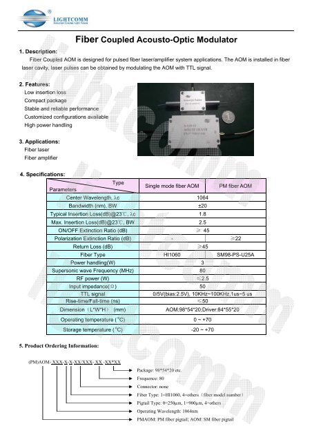 Fiber Coupled Acousto-Optic Modulator