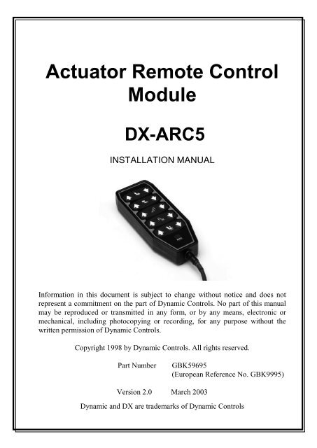 Actuator Remote Control Module - Handicare