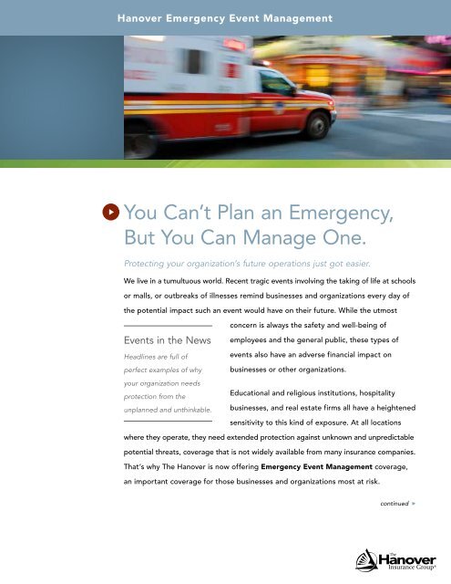 Emergency Event Management Customer Information Sheet 114-1073