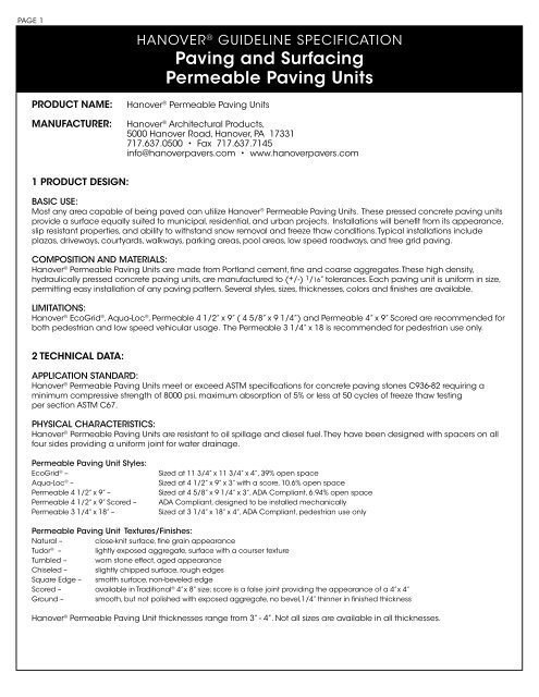 6604 - Permeable Paving Units - Hanover® Architectural Products