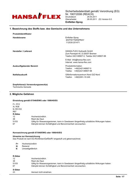 Entfetter-Spray - Hansa Flex