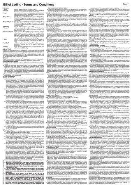 Open Bill of Lading Terms and Conditions - Hapag-Lloyd