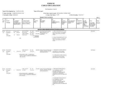 CARGO DECLARATION FORM III - Hapag-Lloyd