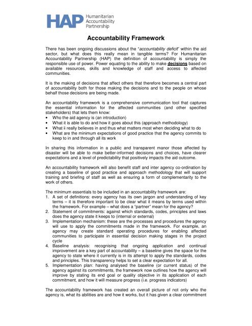 Accountability Framework - HAP International