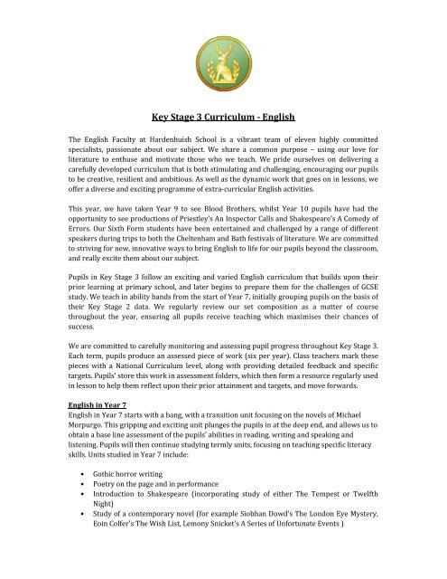 KS3 English Curriculum - Hardenhuish School