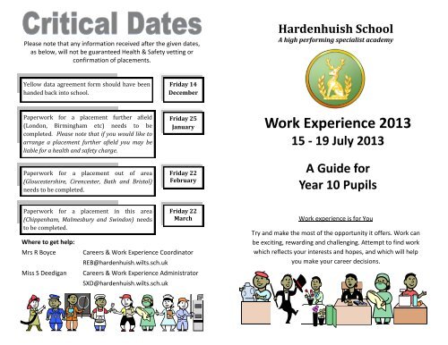 Work Experience Booklet 2012 - Hardenhuish School
