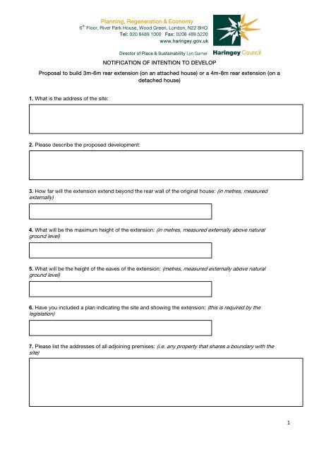 Prior Notification Form - Haringey Council