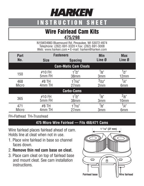 Wire Fairlead Cleats4538 - Harken