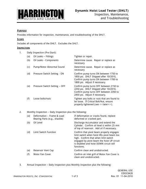 Dynamic Hoist Load Tester (DHLT) - Harrington Hoists and Cranes