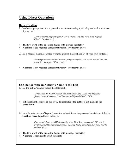 Using Direct Quotations