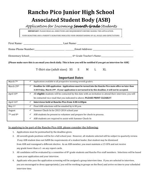 Rancho Pico Junior High School Associated Student Body (ASB)