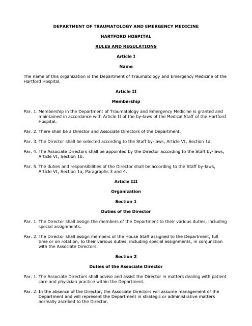 Rules & Regulations - Hartford Hospital!